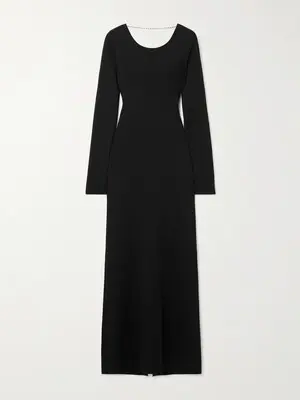 Bottega Veneta Open-back Chain-embellished Knitted Maxi Dress - Black