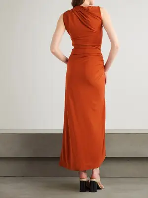 Bottega Veneta Gathered Embellished Crepe-jersey Maxi Dress