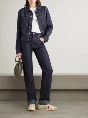 Bottega Veneta Intrecciato Suede-trimmed Denim Jacket - Blue