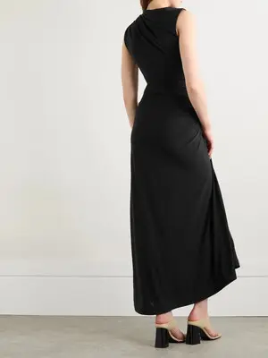Bottega Veneta Gathered Embellished Crepe-jersey Maxi Dress