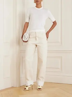 Bottega Veneta Ribbed Wool T-shirt - Neutrals