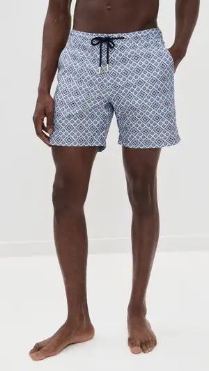 Orlebar Brown Bulldog Drawcord Paisley Swim Shorts - Wave Blue