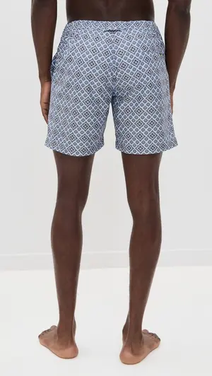 Orlebar Brown Bulldog Drawcord Paisley Swim Shorts - Wave Blue