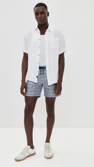 Orlebar Brown Bulldog Drawcord Paisley Swim Shorts - Wave Blue