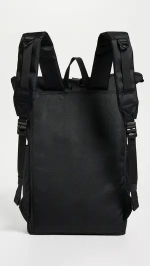 SANDQVIST Icon Medium Rolltop Backpack - Black With Black Leather