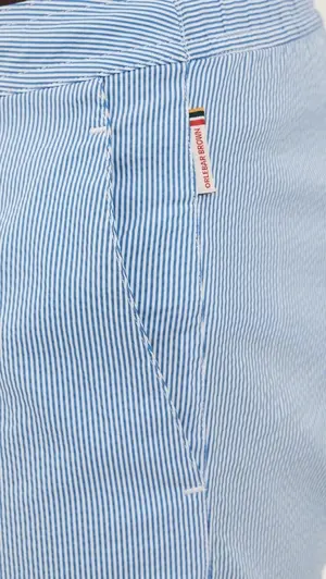 Orlebar Brown Drawcord Seersucker Stripe Swim Shorts 6.25 - Wave Blue