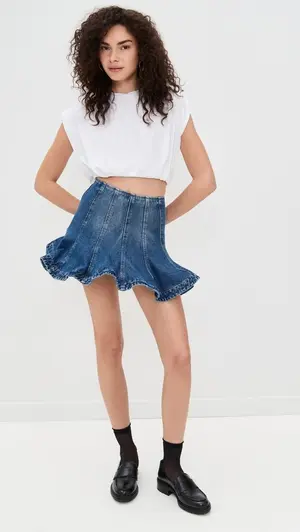 MSGM Denim Mini Skirt - Light Blue