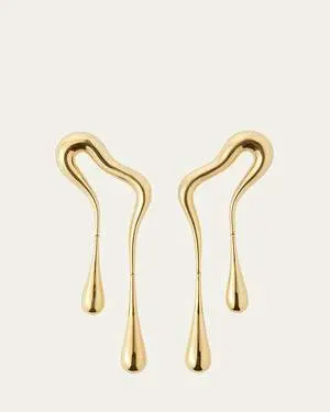 Fernando Jorge 18k Yellow Gold Bold Stream Doubled Drop Earrings - Yg