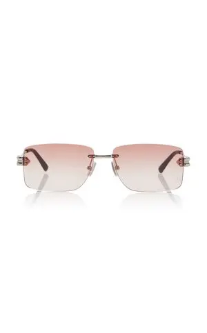 Bottega Veneta Rimless Square-frame Metal Sunglasses - Red