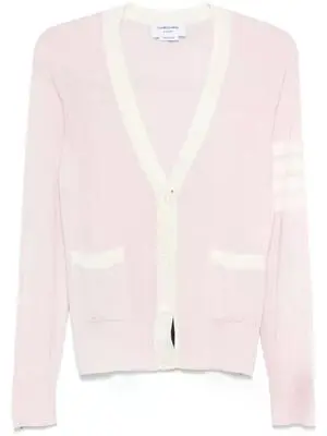 Thom Browne 4 Bar Striped Fine-knitted Cardigan - Pink