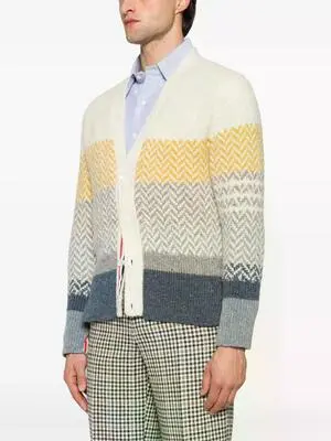 Thom Browne Stripe-jacquard V-neck Cardigan
