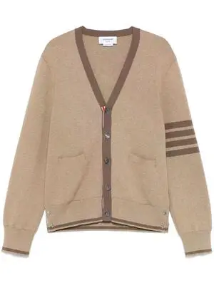 Thom Browne 4-bar Stripe Cotton Cardigan - Brown