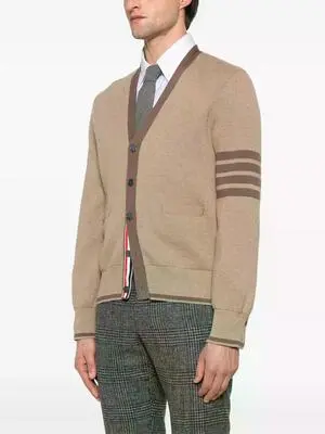 Thom Browne 4-bar Stripe Cotton Cardigan - Brown