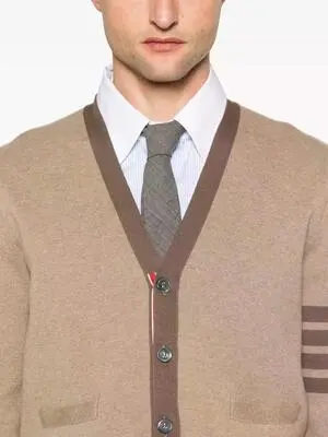Thom Browne 4-bar Stripe Cotton Cardigan - Brown