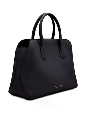 Oscar De La Renta Ivy Textured Leather Tote - Black