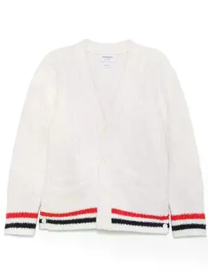 Thom Browne Ribbed Knit Cardigan With Rwb Stripe