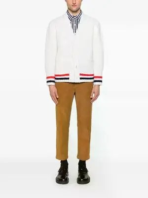Thom Browne Ribbed Knit Cardigan With Rwb Stripe