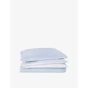 THE WHITE COMPANY Reversible Gingham Cotton Bed Set - Cloud Blue