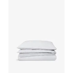 THE WHITE COMPANY Cloud Star Gingham Cotton Bed Set - Cloud Grey