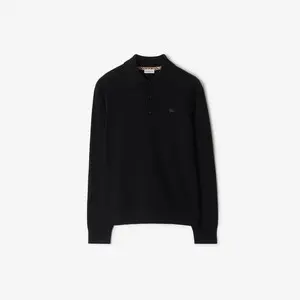 Burberry Long-sleeve Cashmere Blend Polo Shirt - Black