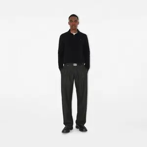 Burberry Long-sleeve Cashmere Blend Polo Shirt - Black