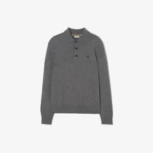 Burberry Long-sleeve Cashmere Blend Polo Shirt Grey