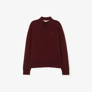 Burberry Long-sleeve Cashmere Blend Polo Shirt Oxblood Red