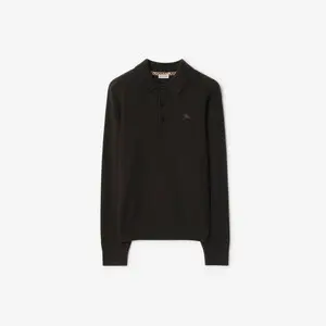 Burberry Long-sleeve Cashmere Blend Polo Shirt - Scorched Brown