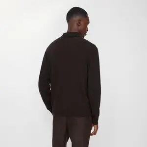 Burberry Long-sleeve Cashmere Blend Polo Shirt - Scorched Brown