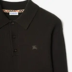 Burberry Long-sleeve Cashmere Blend Polo Shirt - Scorched Brown