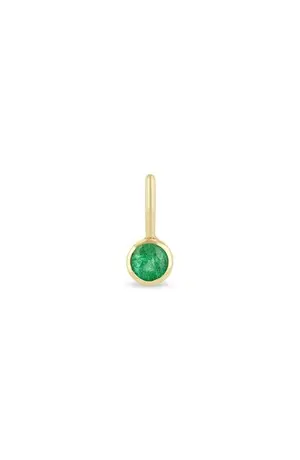 Zoe Chicco Bezel Set Emerald Charm - Yellow Gold