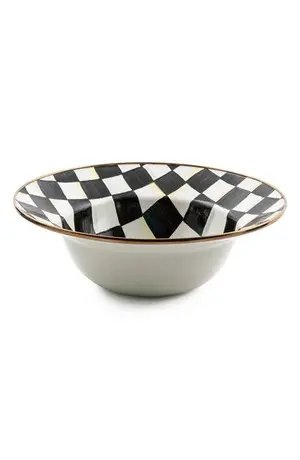 MACKENZIE-CHILDS Courtly Check Enamel Serving Bowl - Black/ White
