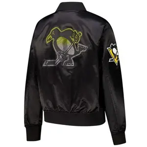 PRO STANDARD Pittsburgh Penguins Rhinestone Jewels Satin Full-snap Jacket - Black