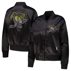 PRO STANDARD Pittsburgh Penguins Rhinestone Jewels Satin Full-snap Jacket - Black