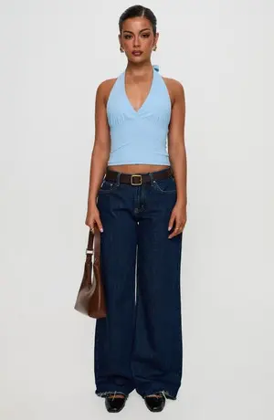 Princess Polly Halter Neck Top - Blue