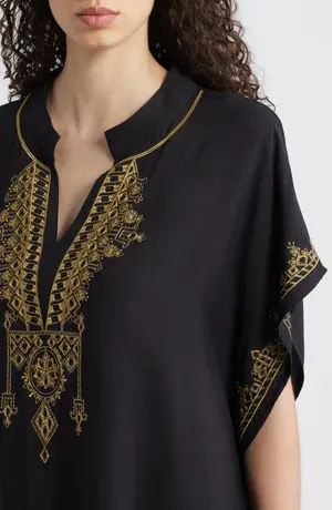 NIKKI LUND Evelina Embroidered Caftan - Black