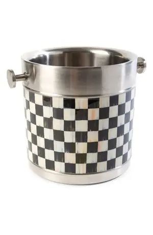 MACKENZIE-CHILDS Courtly Check Ice Bucket - Black/ Silver
