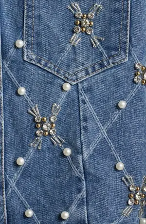 NIKKI LUND Leyana Embellished Denim Jacket
