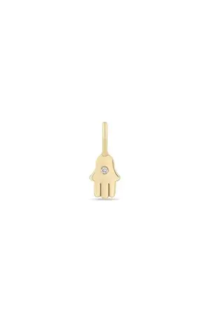 Zoe Chicco Hamsa Hand Diamond Charm - Yellow Gold