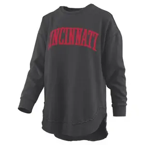 PRESSBOX Cincinnati Bearcats Vintage Fleece Long Sleeve Pullover Sweatshirt - Black