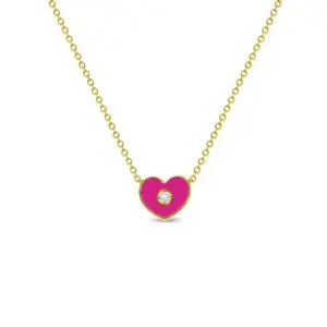 IN SEASON JEWELRY 14k Cz Enamel Heart Pendant Necklace - Gold