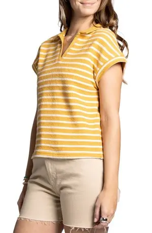 THREAD & SUPPLY Jenna Knit Polo - Yellow White