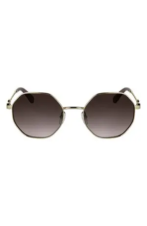 Longchamp Le Foulonné 52mm Gradient Octagon Sunglasses - Gold/ Gradient Brown Rose