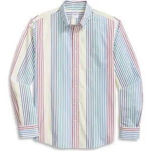 Brooks Brothers Friday Regular Fit Butcher Stripe Cotton Poplin Button-down Shirt - Bengal Multi