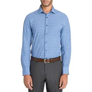 W.R.K Slim Fit Micro Floral Performance Dress Shirt - Navy