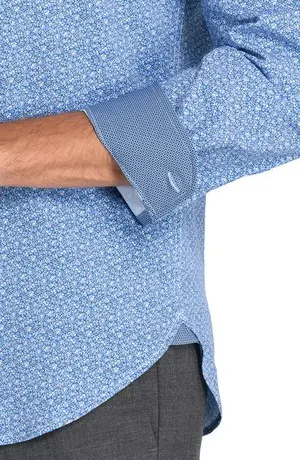 W.R.K Slim Fit Micro Floral Performance Dress Shirt - Navy