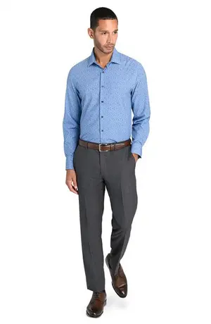 W.R.K Slim Fit Micro Floral Performance Dress Shirt - Navy