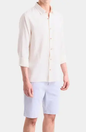 VELEZ Long-sleeve Linen Shirt With Semi-fitted Silhouette