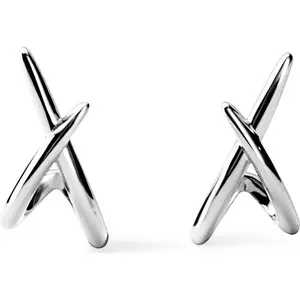 ANA LUISA Sloane Crisscross Stud Earrings Silver