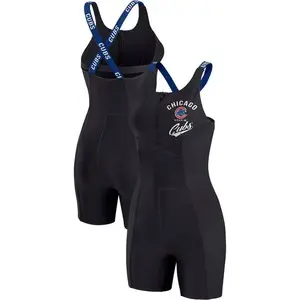 WEAR BY ERIN ANDREWS Chicago Cubs Bodycon Quarter-zip Romper - Black
